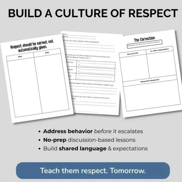 5-Day Middle School Respect Unit | No-Prep Mini-Lessons