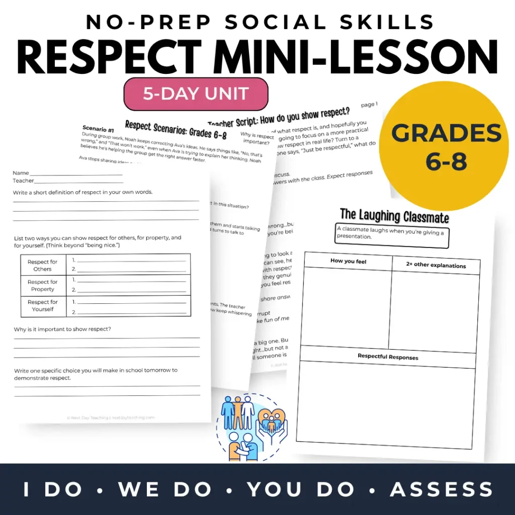 5-Day Middle School Respect Unit | No-Prep Mini-Lessons